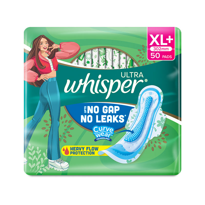 Whisper Ultra Clean Thin XL+ Sanitary Pads-Hygiene & Comfort with Soft ...